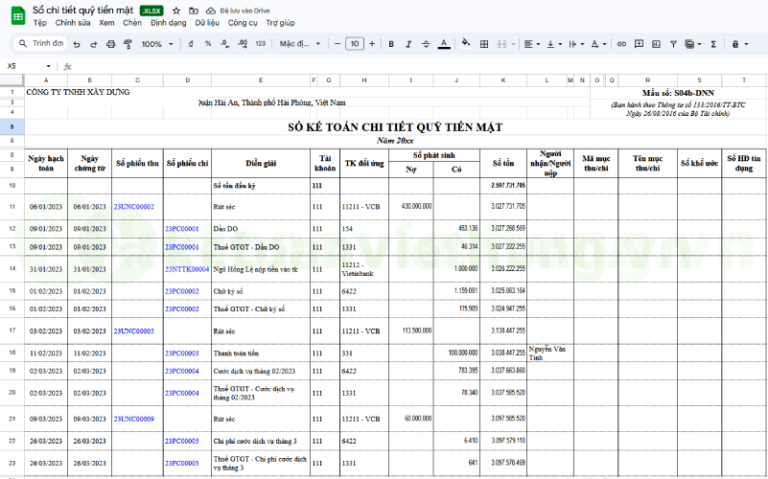 Cách Lập Phiếu Thu Chi Excel Tự Động Mới Nhất